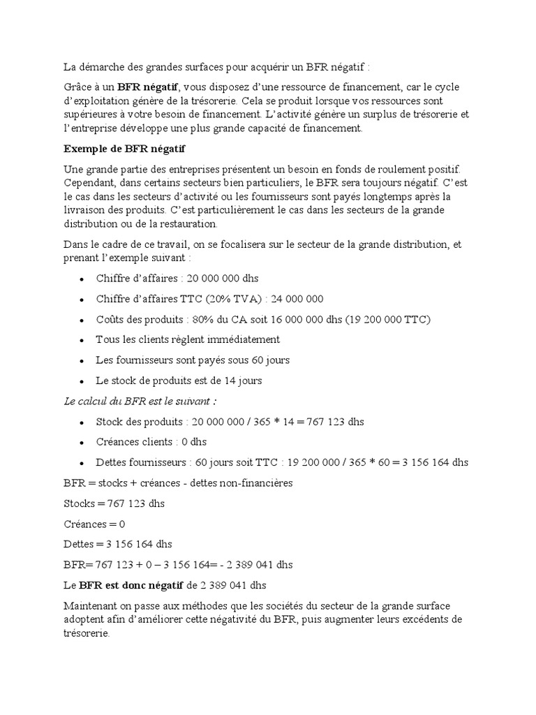 Optimisation du BFR Négatif en Grande Distribution | PDF | Droit