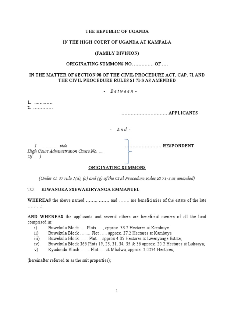 Originating Summons. | PDF