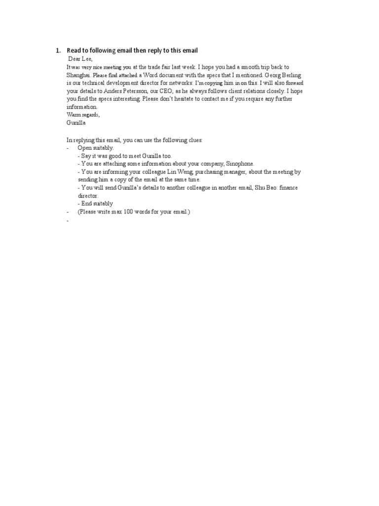 Reply Instructions for Email from Gunilla | PDF