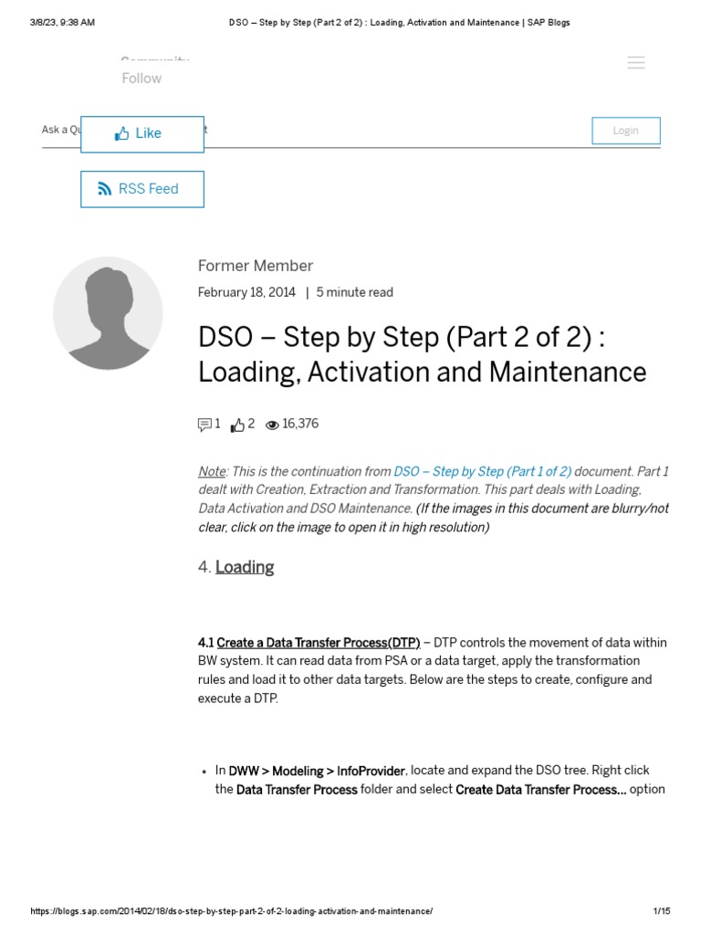 DSO - Step by Step (Part 2 of 2) - Loading, Activation and Maintenance - SAP Blogs | PDF | Menu ...