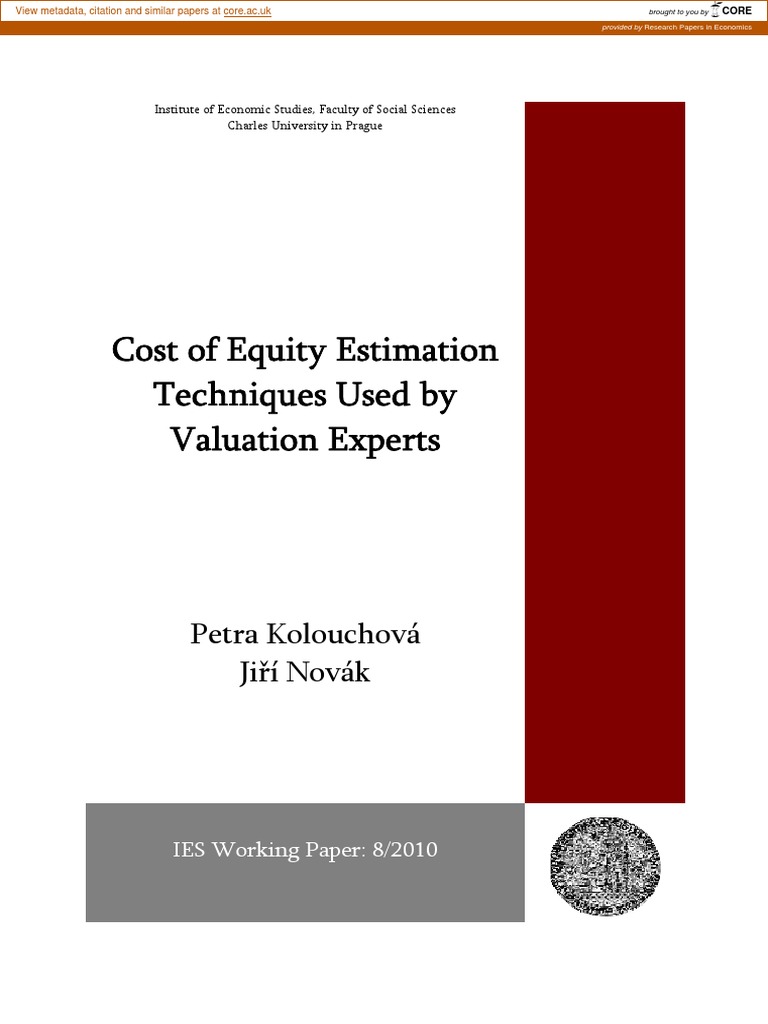 Cost of Equity Estimation Technics | PDF | Capital Asset Pricing Model ...