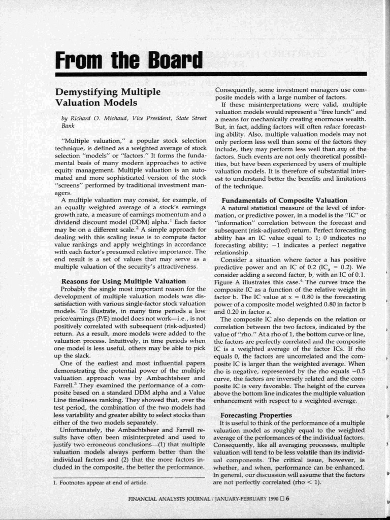 Demystifying Multiple Valuation Models | PDF Demystifying Multiple Valuation Models | PDF