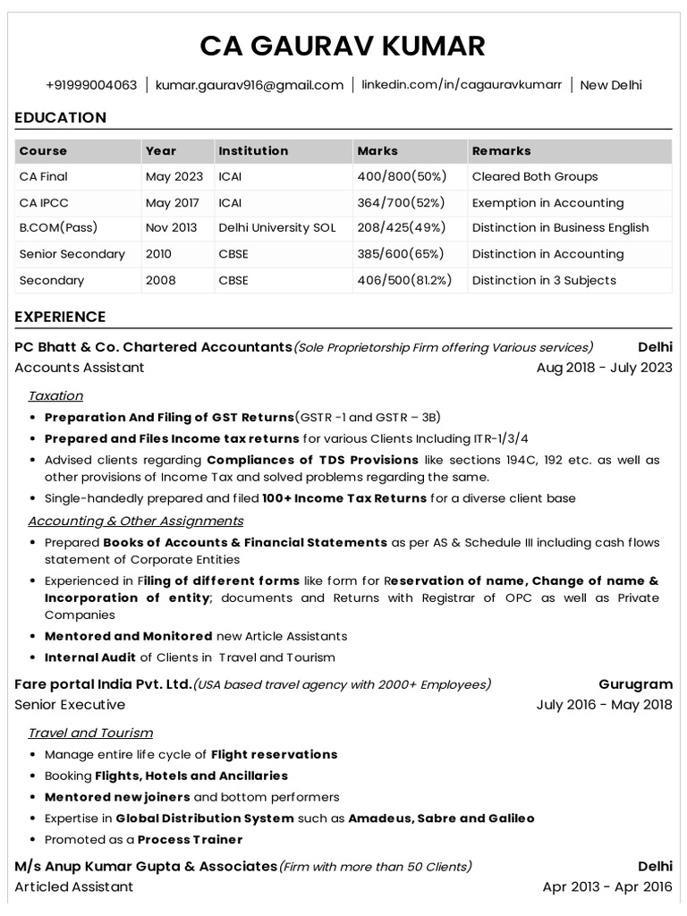 Resume CA Gaurav Kumar | PDF