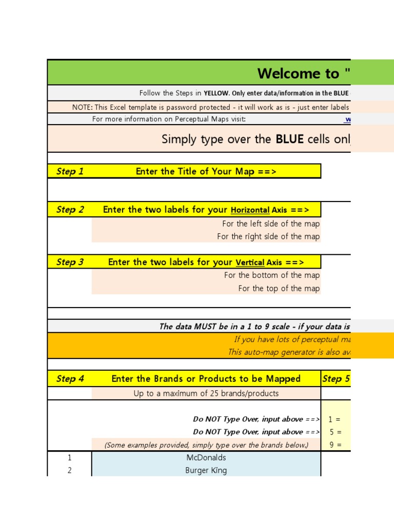 Perceptual Map Template 22-23 | PDF | Spreadsheet | Computing