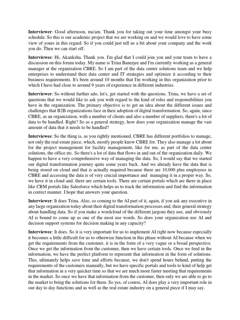 Sec 2_Group_6_Trina Banerjee Interview Transcript | PDF