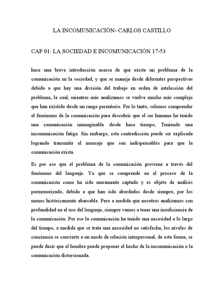 La Incomunicación | PDF | Comunicación | Realidad