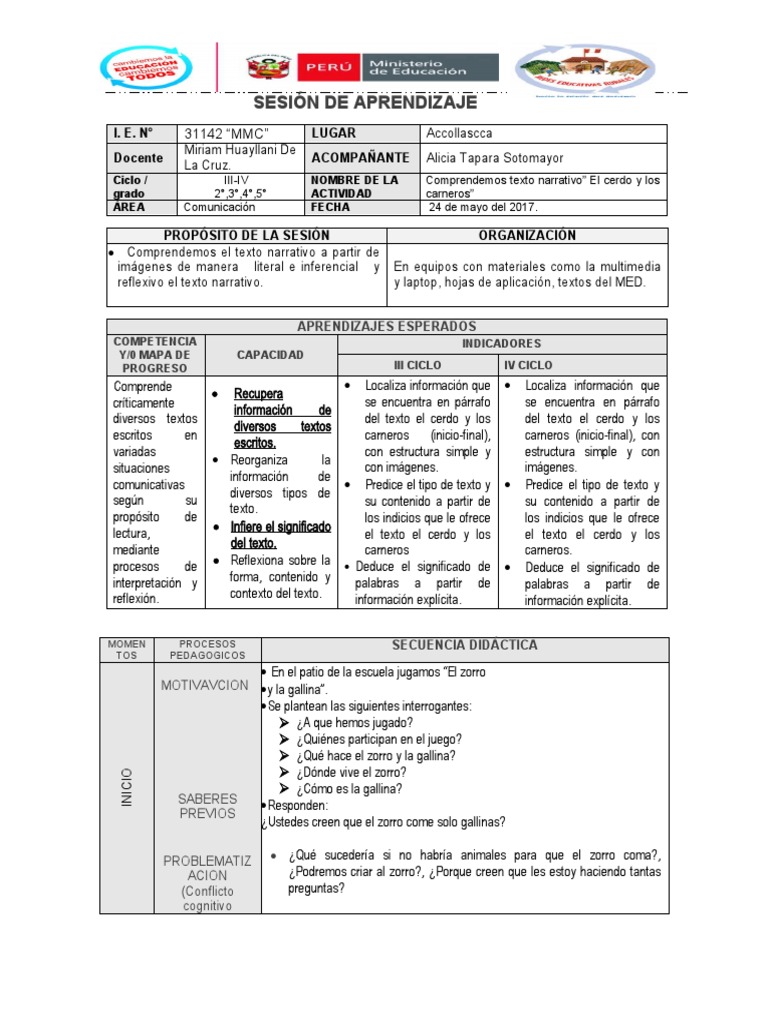 Comprensión de "El cerdo y los carneros" | PDF
