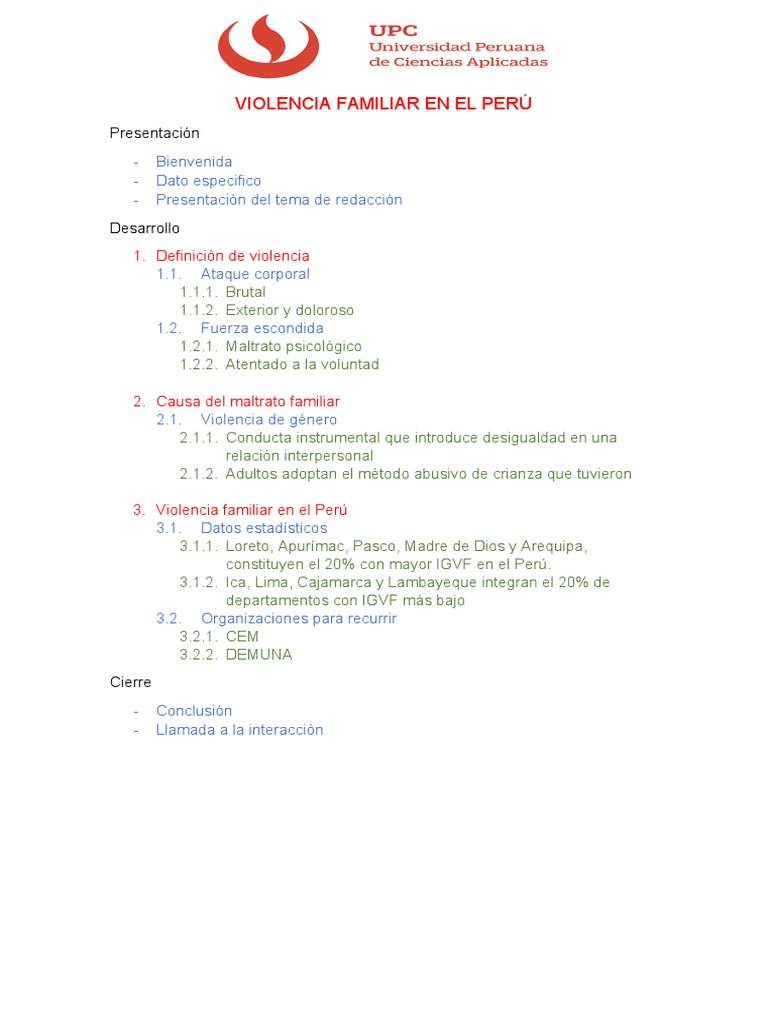 Texto Violencia Familiar En El Perú Pdf