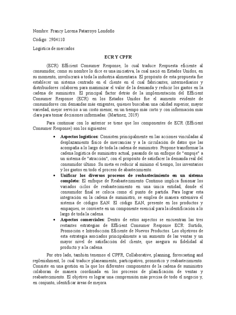 Ecr Y Cpfr Descargar Gratis Pdf Logística Negocios Económicos