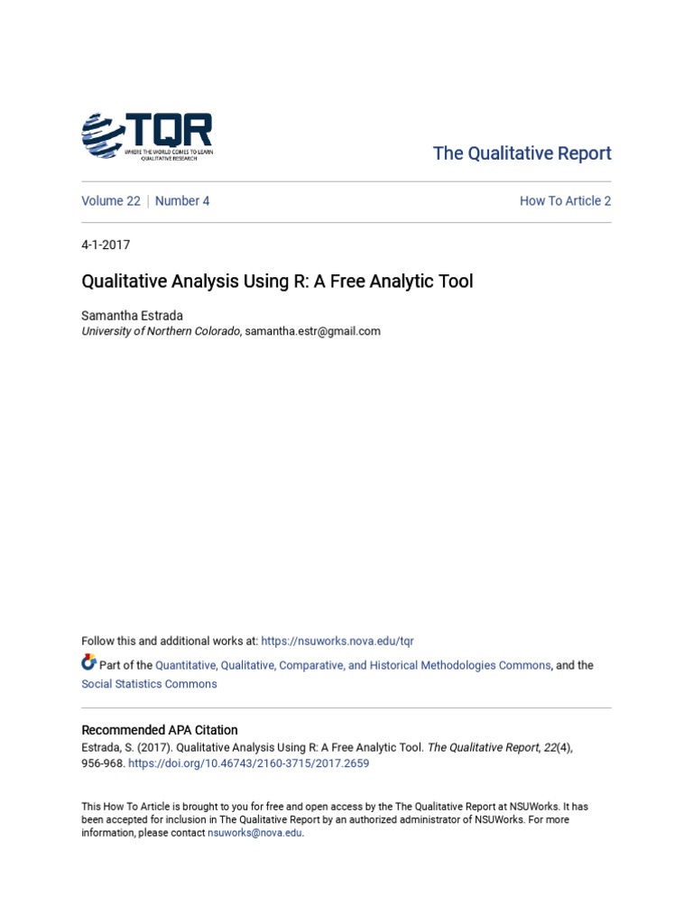Qualitative Analysis Using R - A Free Analytic Tool | PDF | Computer ...