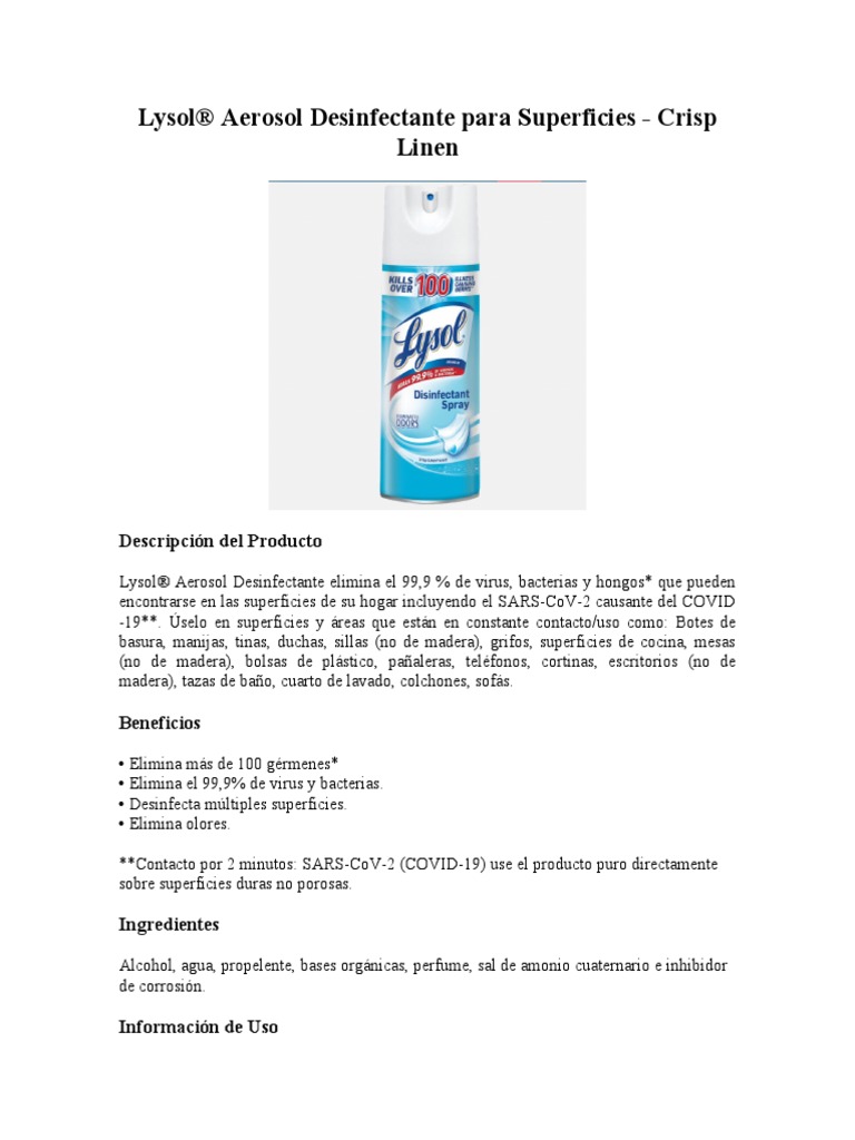 Fichas Tecnicas Lysol | PDF