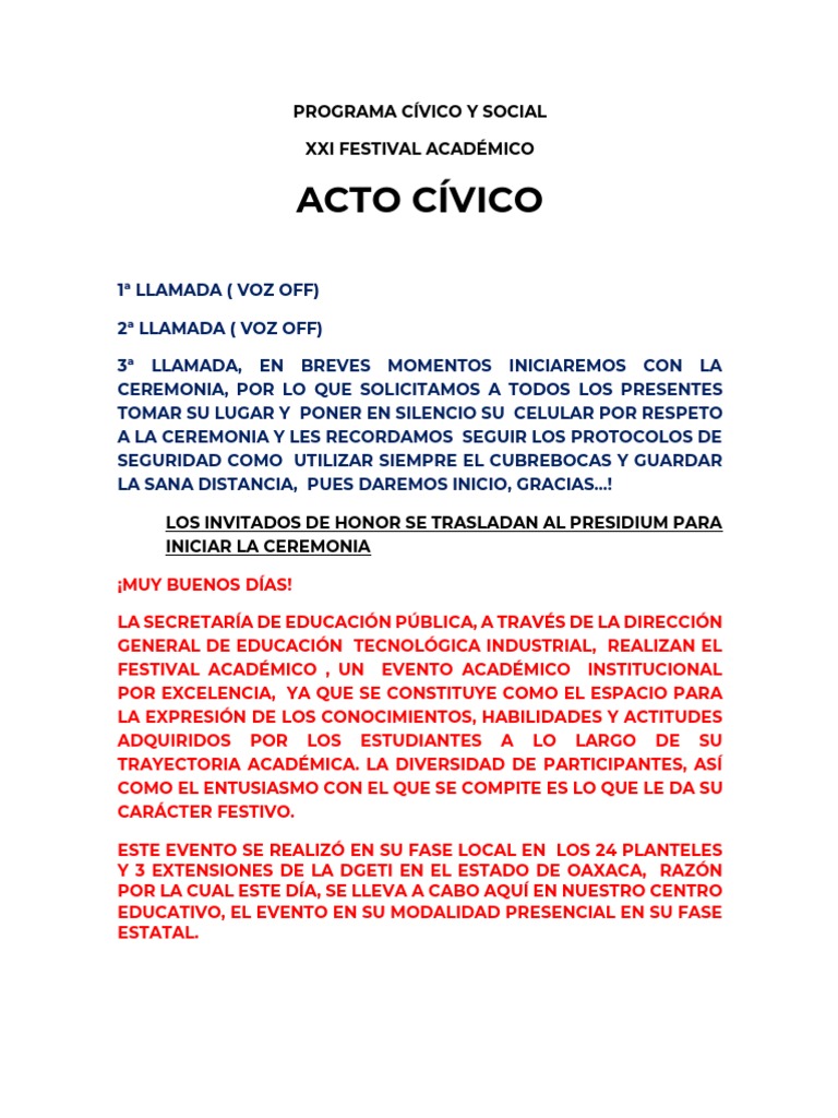 PROGRAMA CÍVICO Y SOCIAL presencial ejemplo | PDF | México