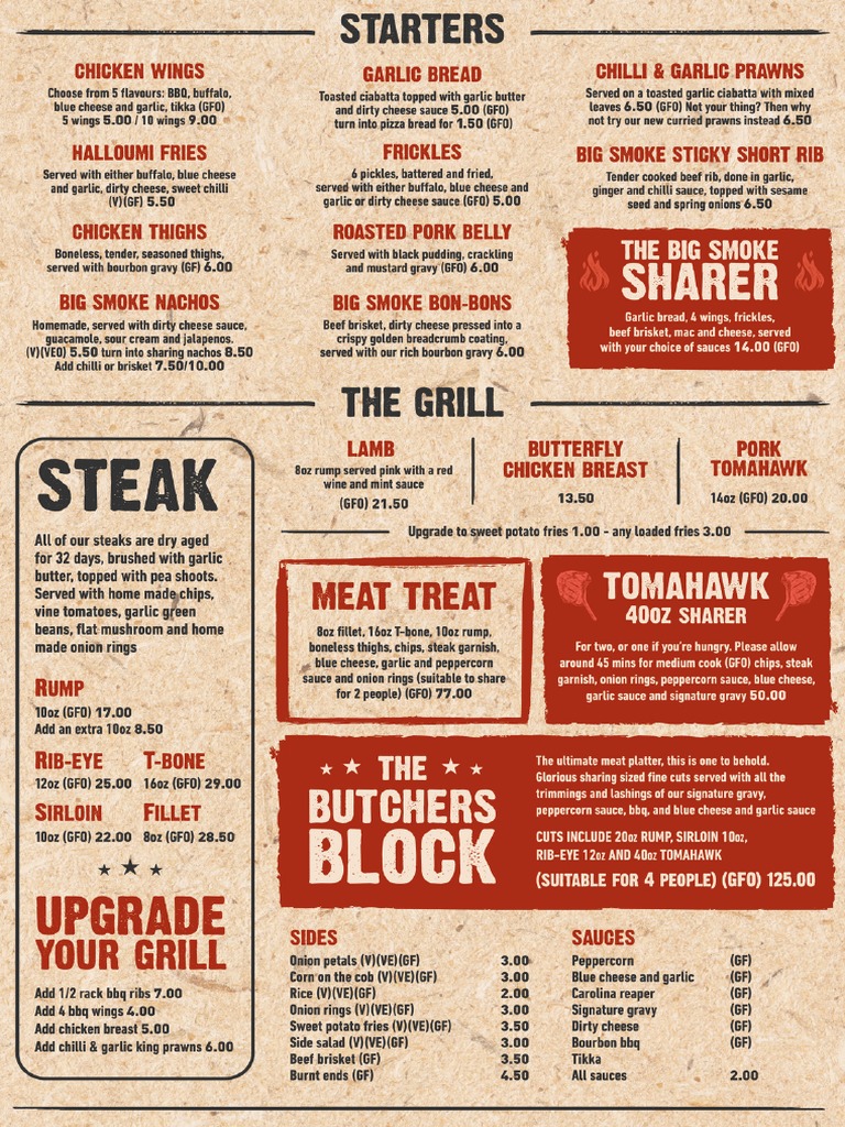 The Big Smoke Menu | PDF