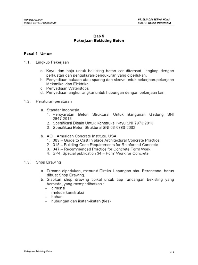 Pekerjaan Bekisting | PDF