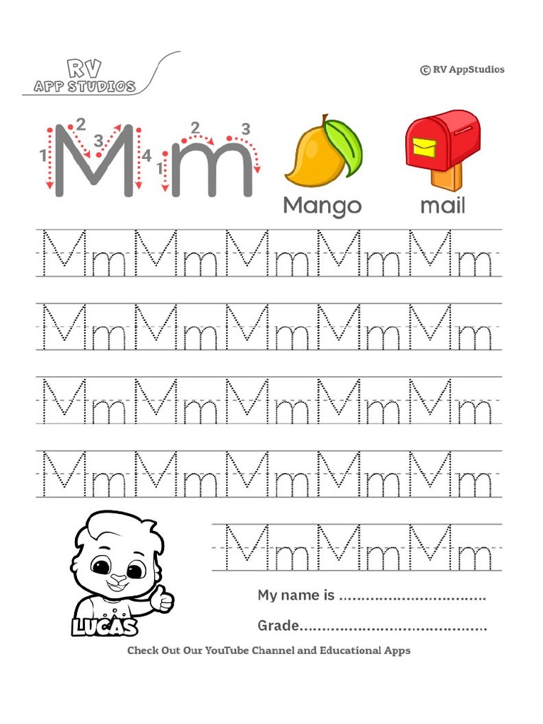 256 Free Printable Worksheets For Kids Alphabet Letter MM Tracing | PDF