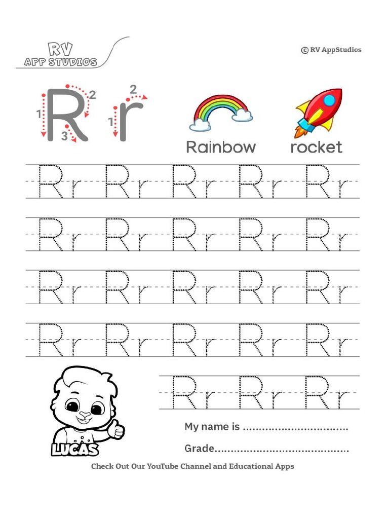 261 Free Printable Worksheets For Kids Alphabet Letter RR Tracing | PDF
