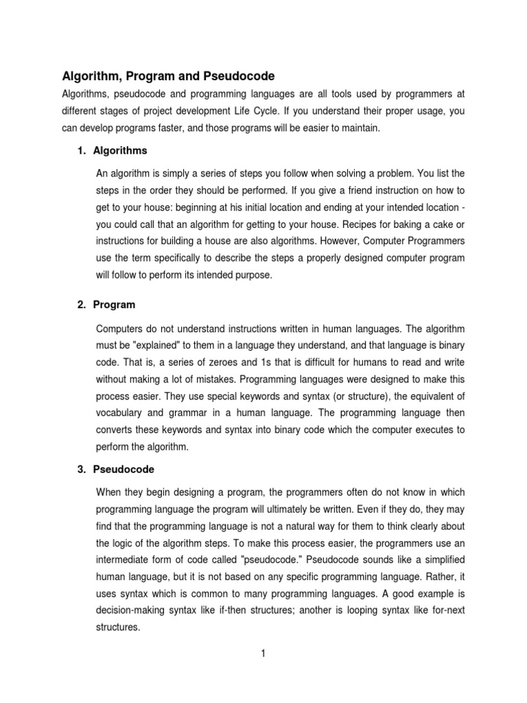 Algorithm, Program and Pseudocode Readings | PDF | Art | Computers Algorithm, Program and Pseudocode Readings | PDF | Art | Computers
