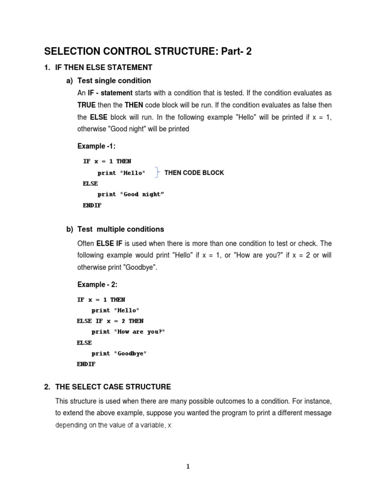 Selection Control Structure Part2 Pdf