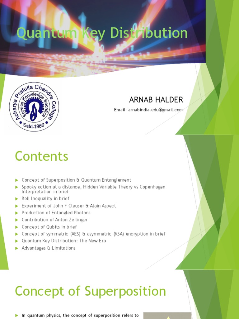 Quantum Key Distribution by ARNAB HALDER | PDF | Quantum Entanglement | Quantum Mechanics