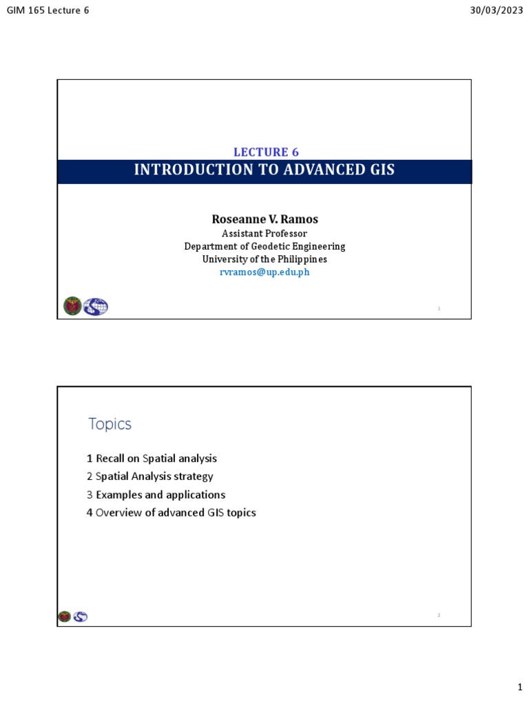 GIM 165 Lecture 6 | PDF | Geographic Information System | Spatial Analysis