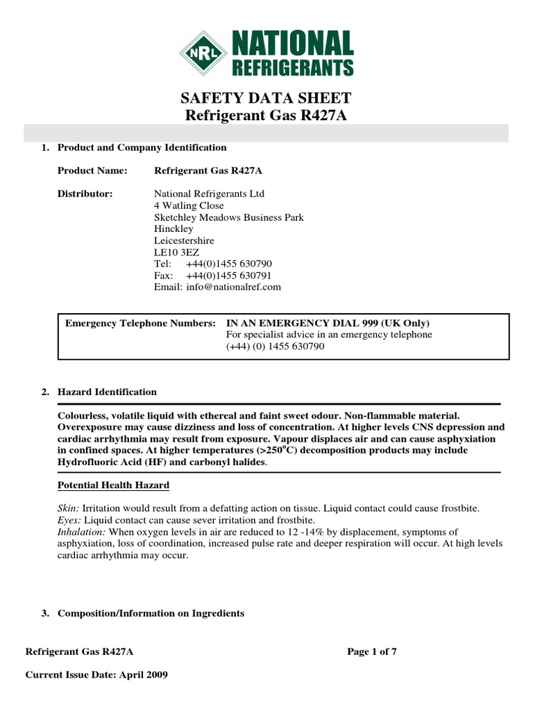 MSD427A | PDF | Firefighting | Toxicity