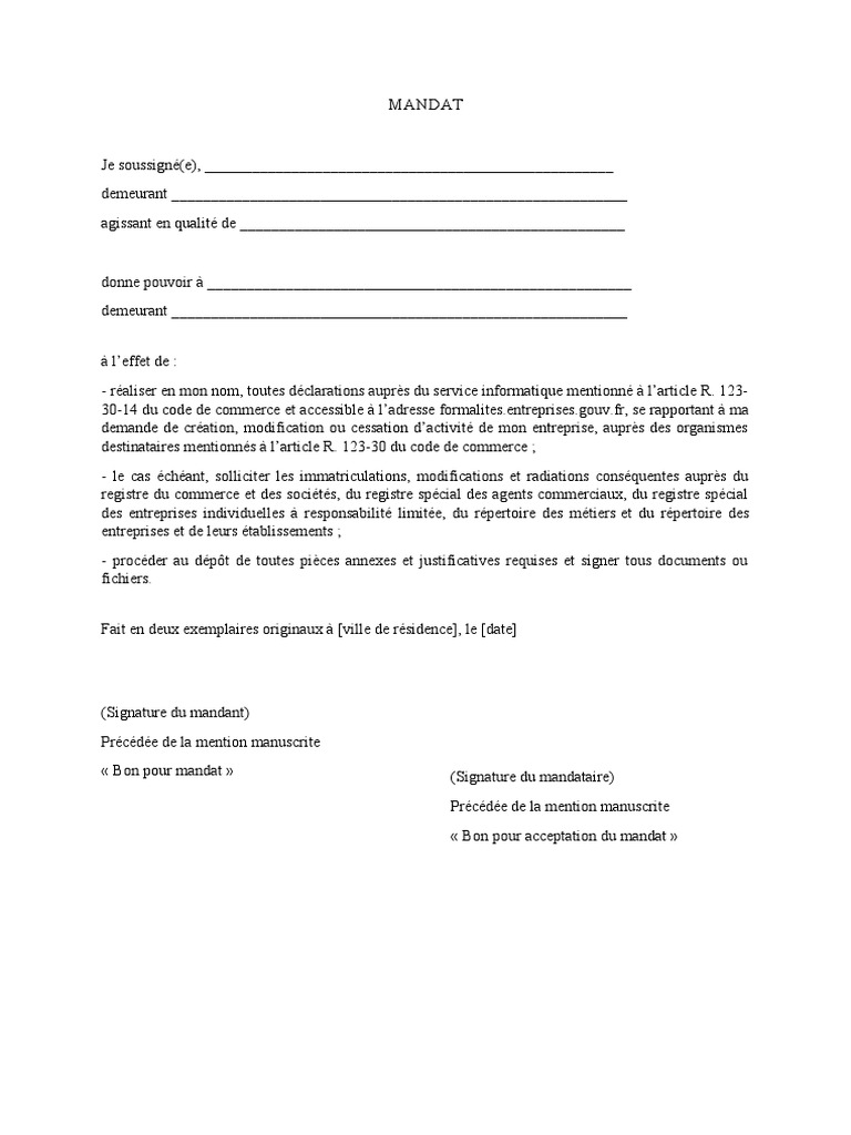 Modèle de mandat de représentation | PDF