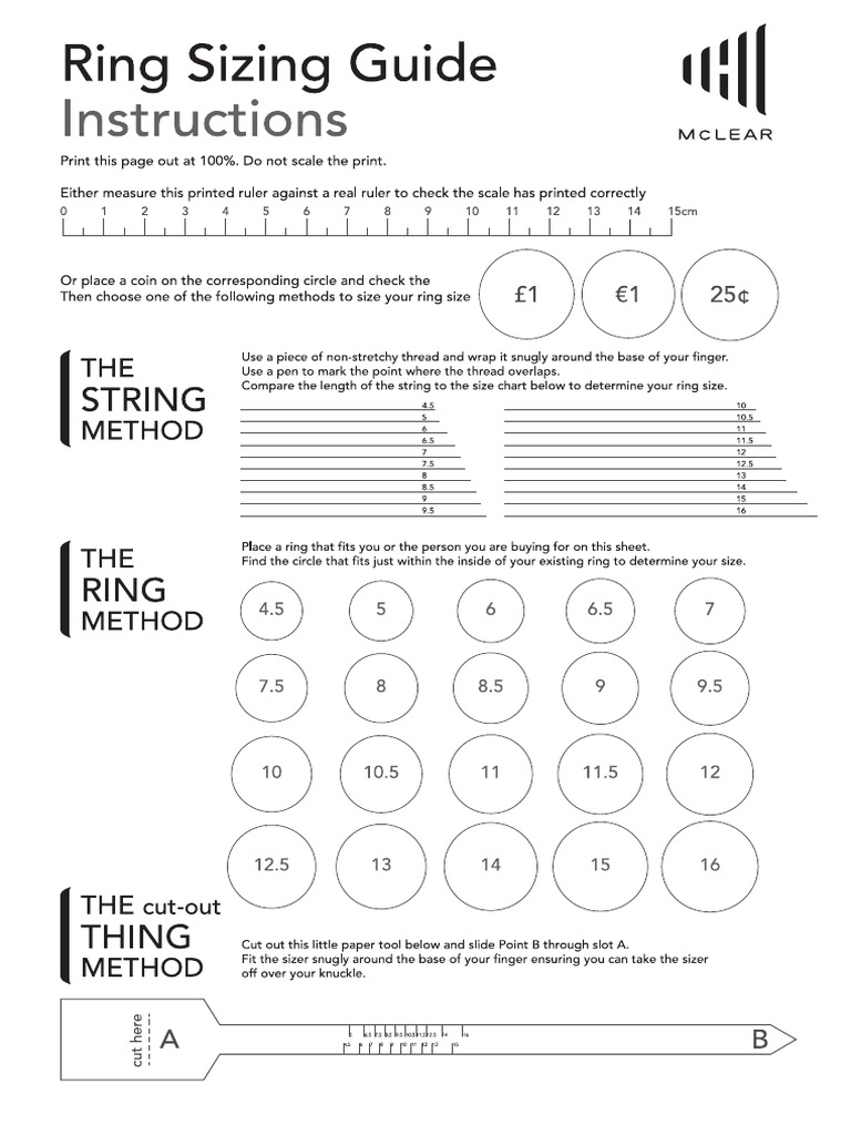 McLEAR Ring Sizing Sheet | PDF