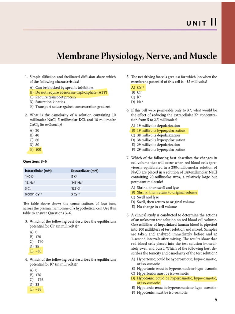 NERVE AND MUSCLE BCQs | PDF
