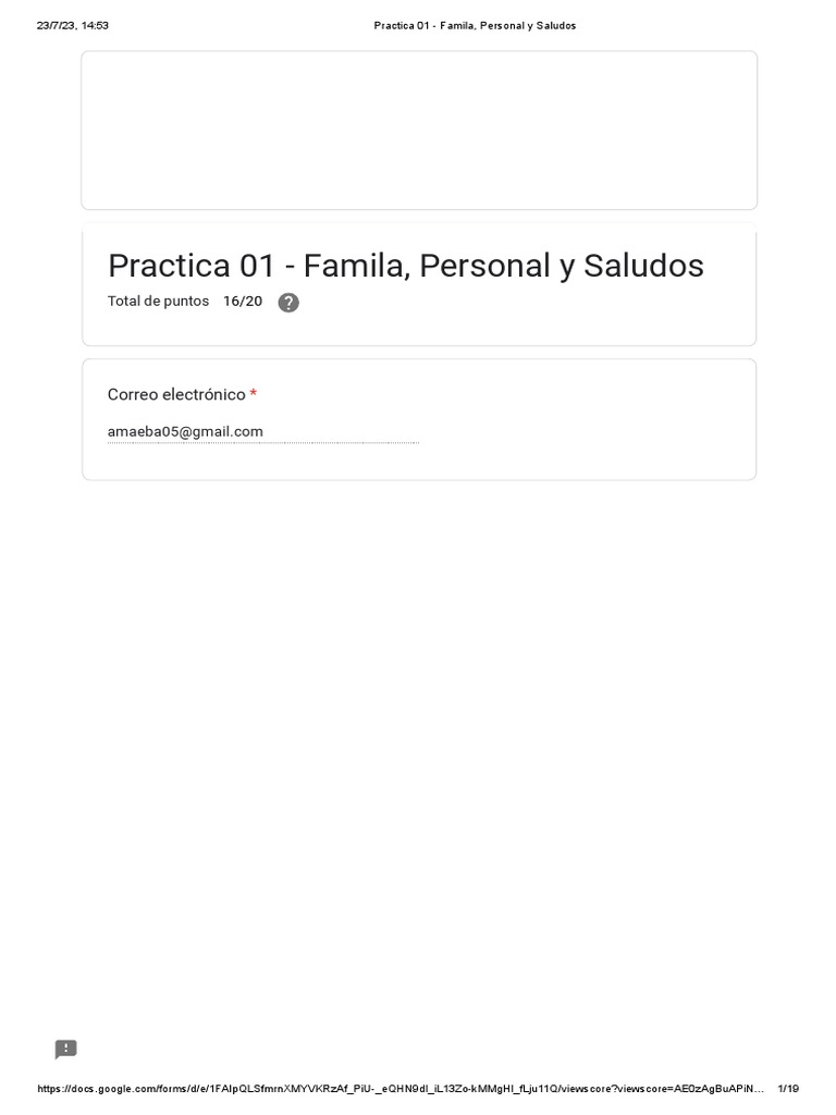 Practica 01 - Famila, Personal y Saludos SOLUCION | PDF
