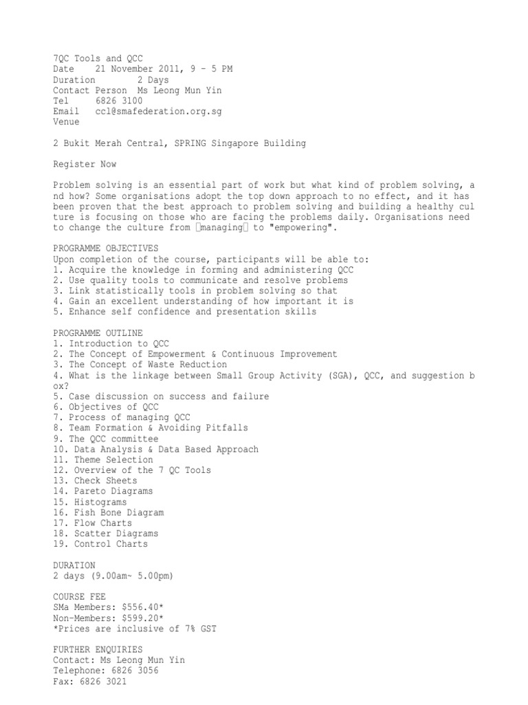 QCC Training | PDF