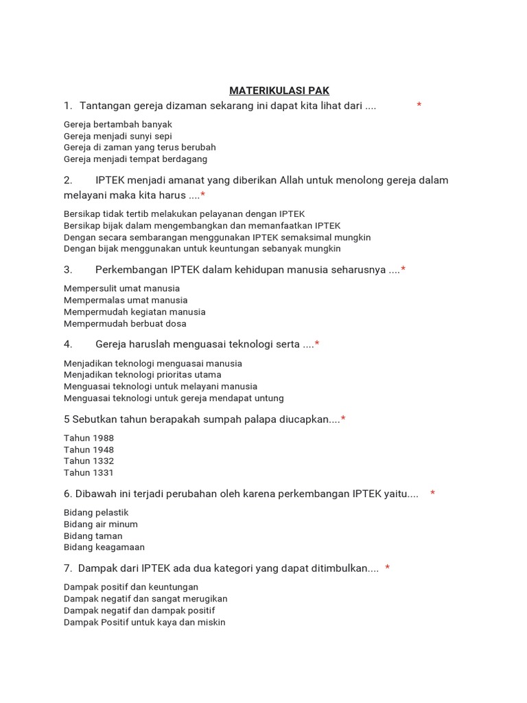 Soal PAK | PDF