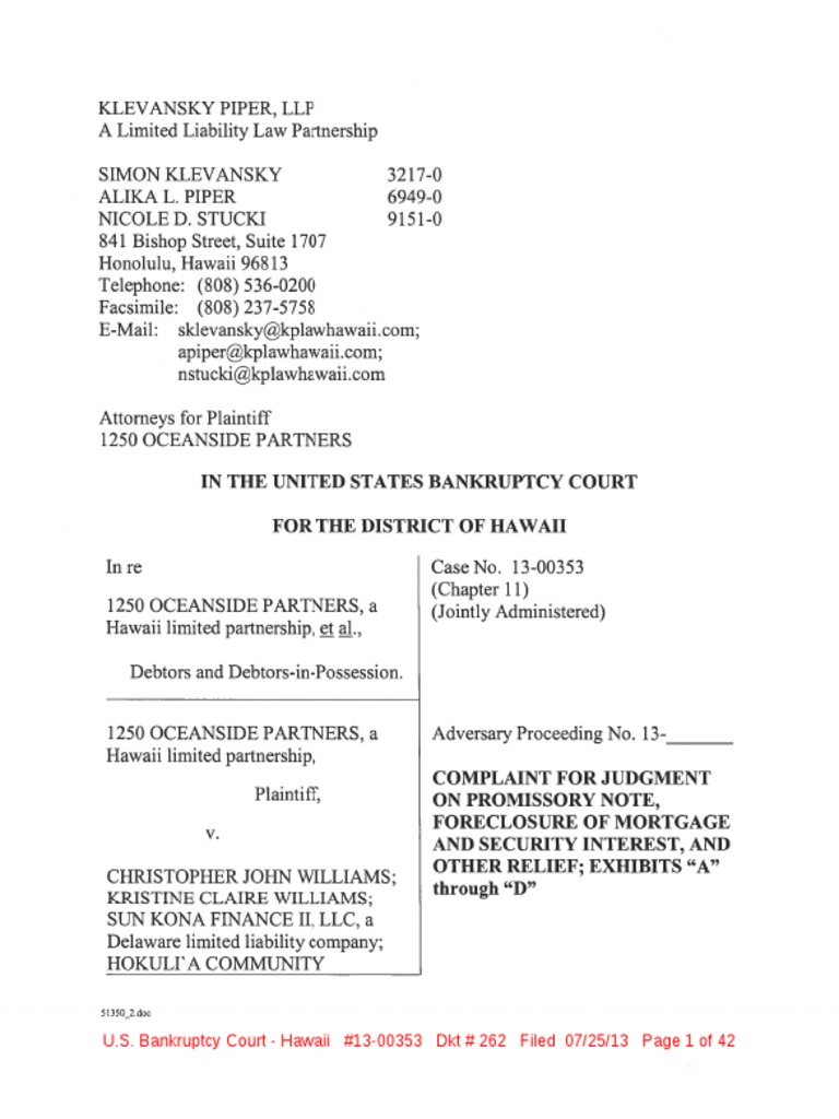 Irongate Lawsuit in Hawaii With Donald Trump & Jason Grosfeld | PDF