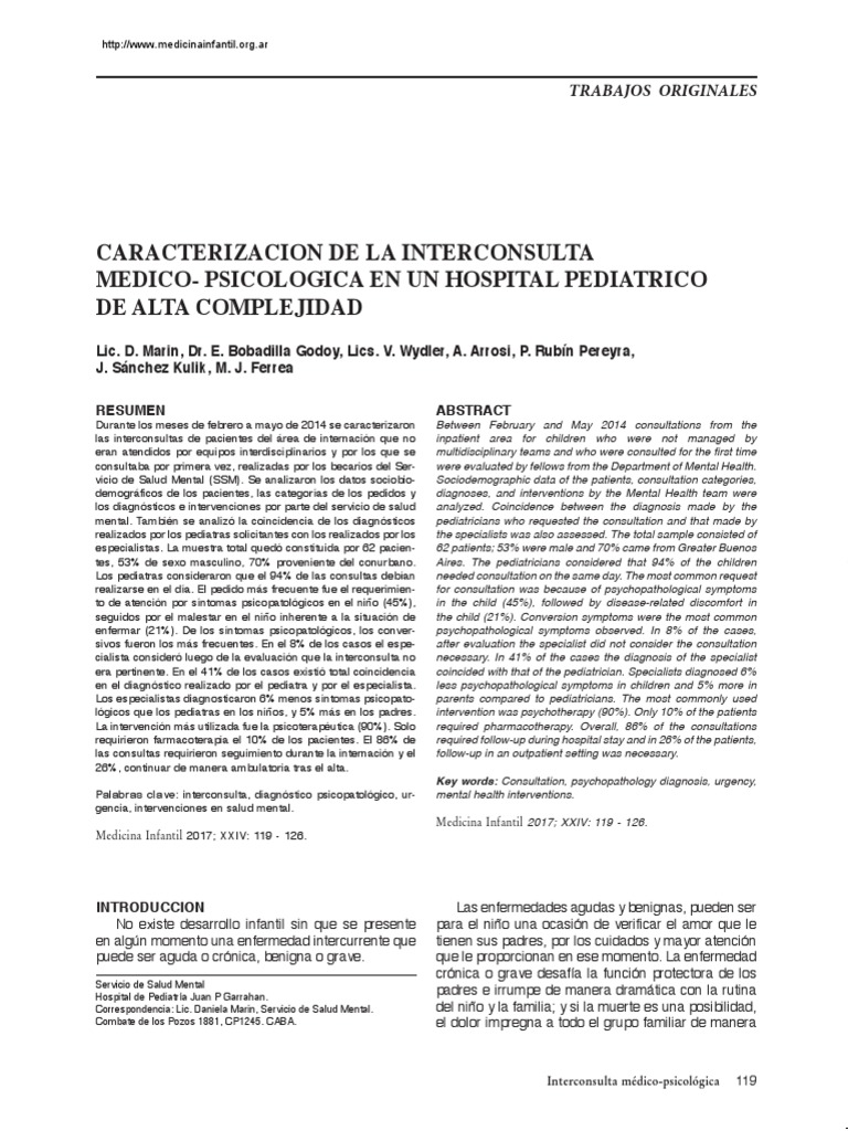Marin D. Et Al 2017 Caracterizacion de La Interconsulta Medico Psicologica en Un Hospital ...