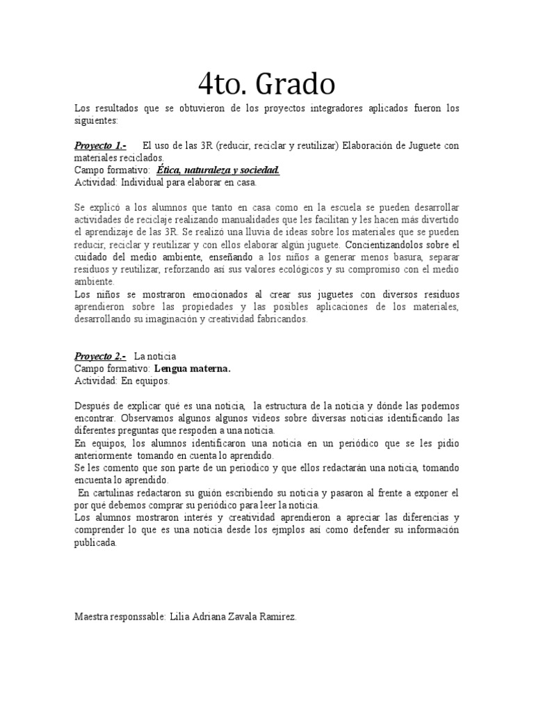 4to Grado. | PDF