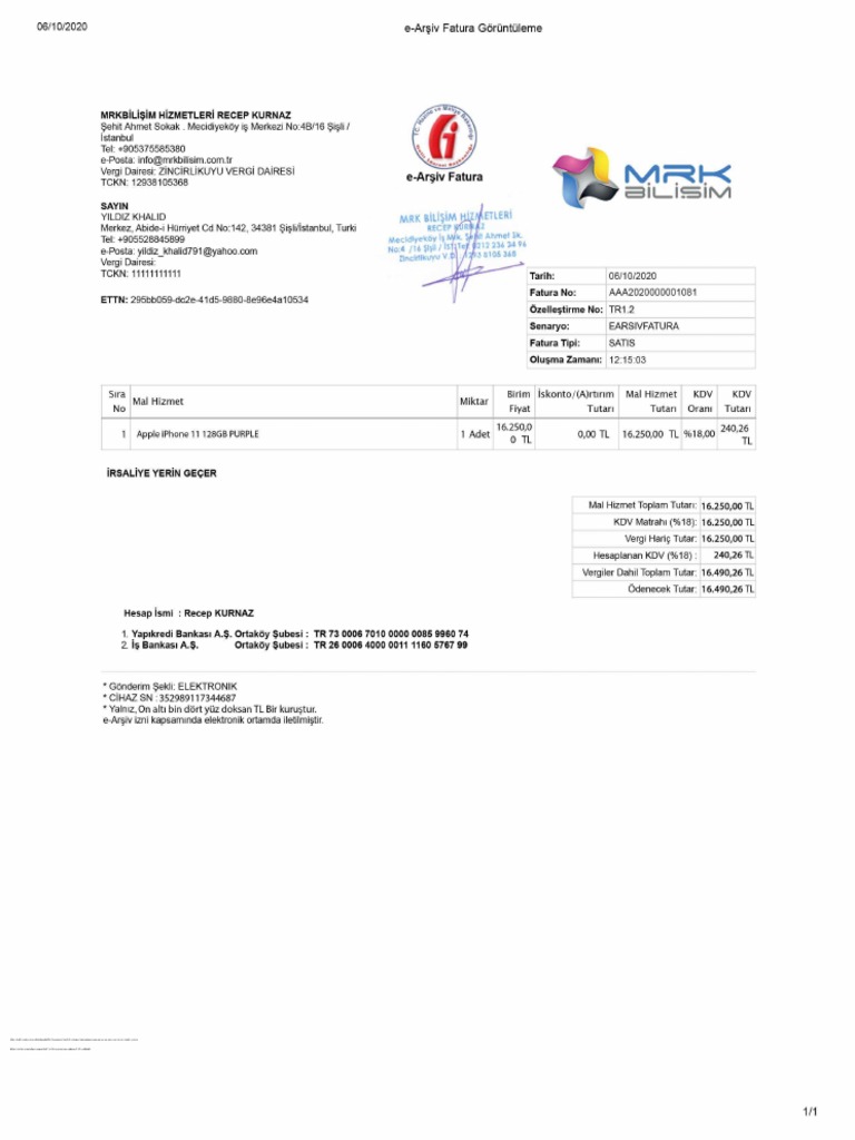 Invoice Iphone 11 128gb PDF | PDF | Computers