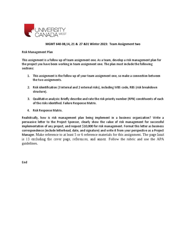 MGMT 640, Team Assignment 2 | PDF