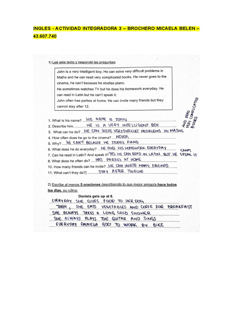 Ingles Actividad Integradora 3 Brochero | PDF