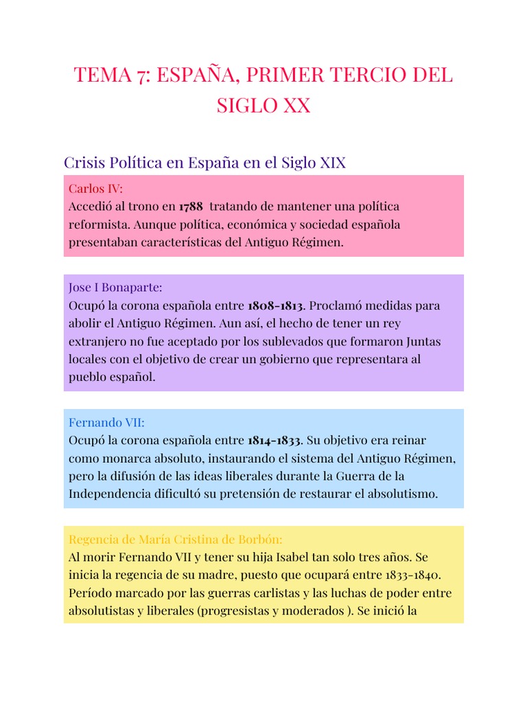 España, Primer Tercio Del Siglo XX | PDF | guerra civil Española | España