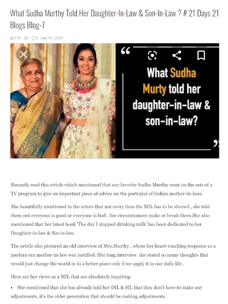 Sudha Murthy Advice Dil | PDF