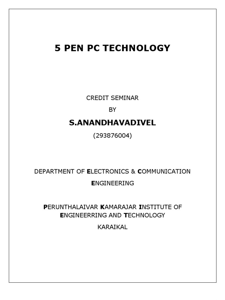 5 Pen PC Technology | PDF