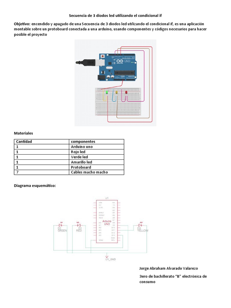 Secuencia de 3 Diodos Led Utilizando El Condicional If | PDF | Diodo emisor de luz ...