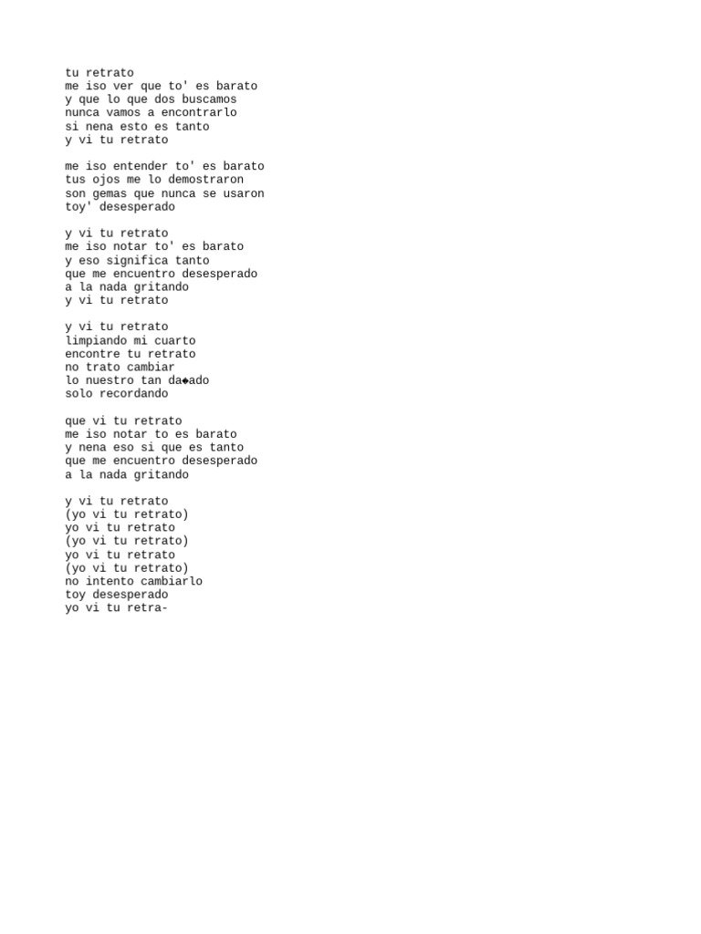 Tu Retrato Letra | PDF