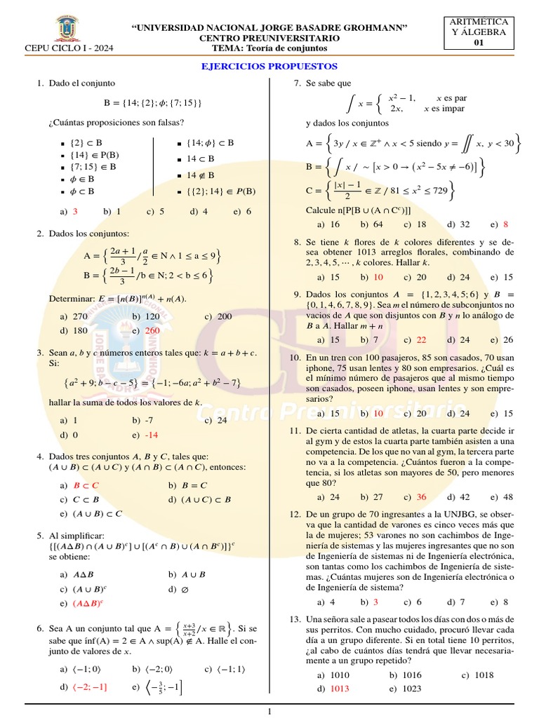 Practica 1 - Conjuntos - Con Claves | PDF
