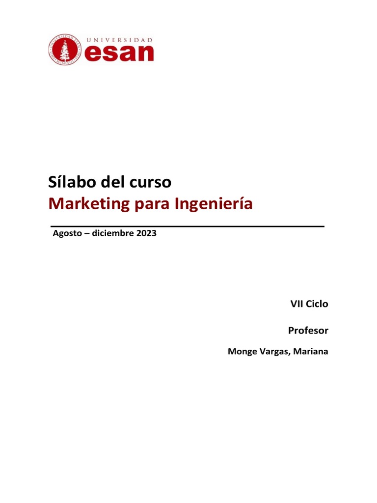 Sílabo MKTG INGENIERIA Formato Word 2023-2 | PDF