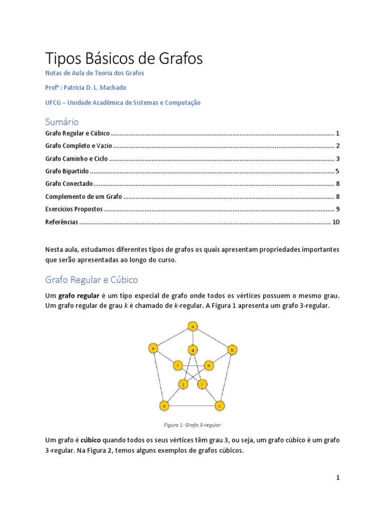 Aula 05 - Notas de Aula - Tipos Básicos de Grafos | PDF