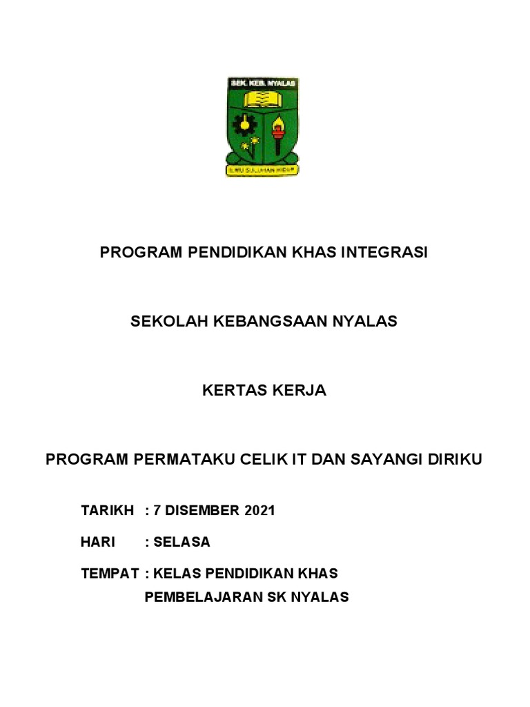 Kertas Kerja Program Celik It 2021 SK Nyalas | PDF