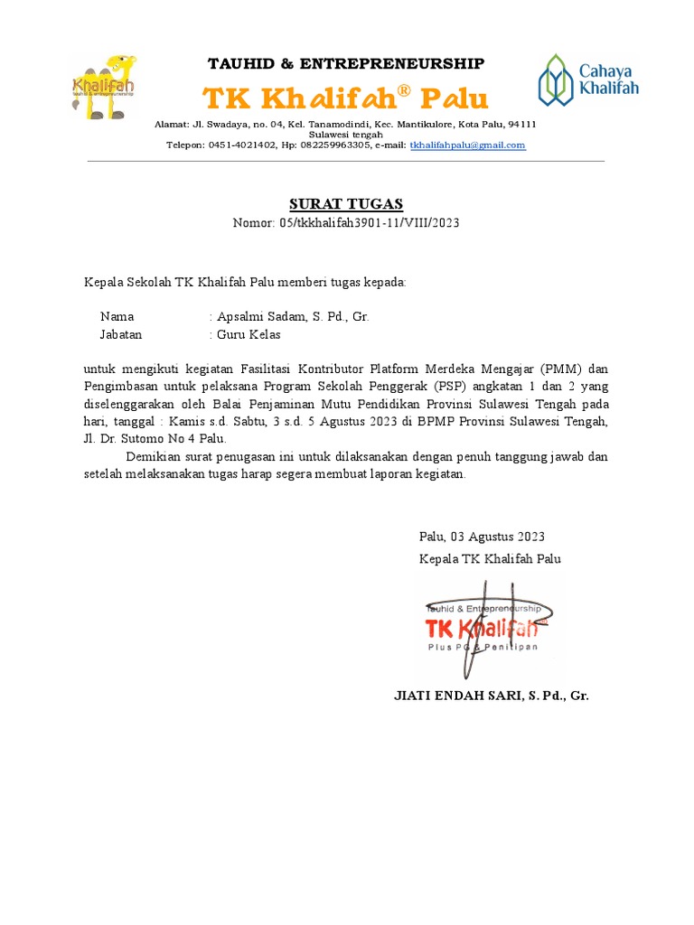 Surat Tugas Bunda Ami | PDF