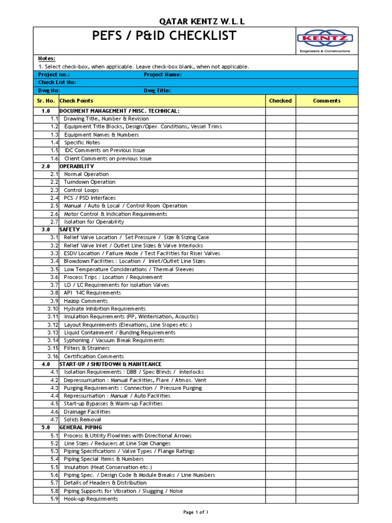 PEFS-093 P&ID Checklist Overview | PDF | Home & Garden | Computers