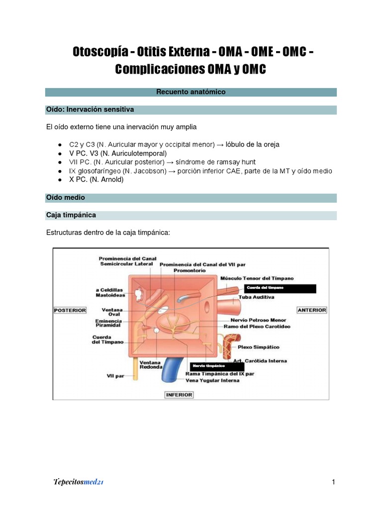 Clase N°6 - Otoscopía - Otitis Externa - OMA - OME - OMC - Complicaciones OMA y OMC | PDF ...