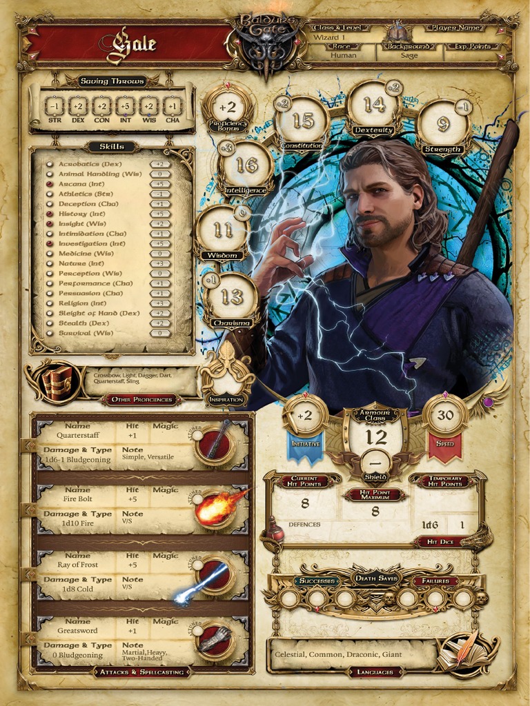 LAR200714 BG3 Character Sheets Gale Single Sheets DIGITAL | PDF